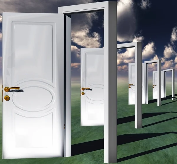 Multiple Open Doors Surreal Landscape Possibilities Rendering Stock ...