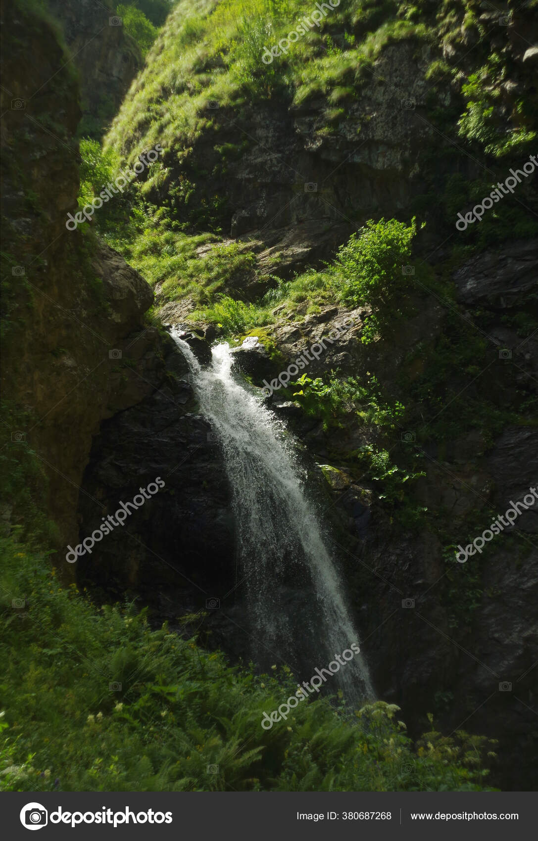 Waterfall Lit Sun — Stock Photo © romanbarkov #380687268