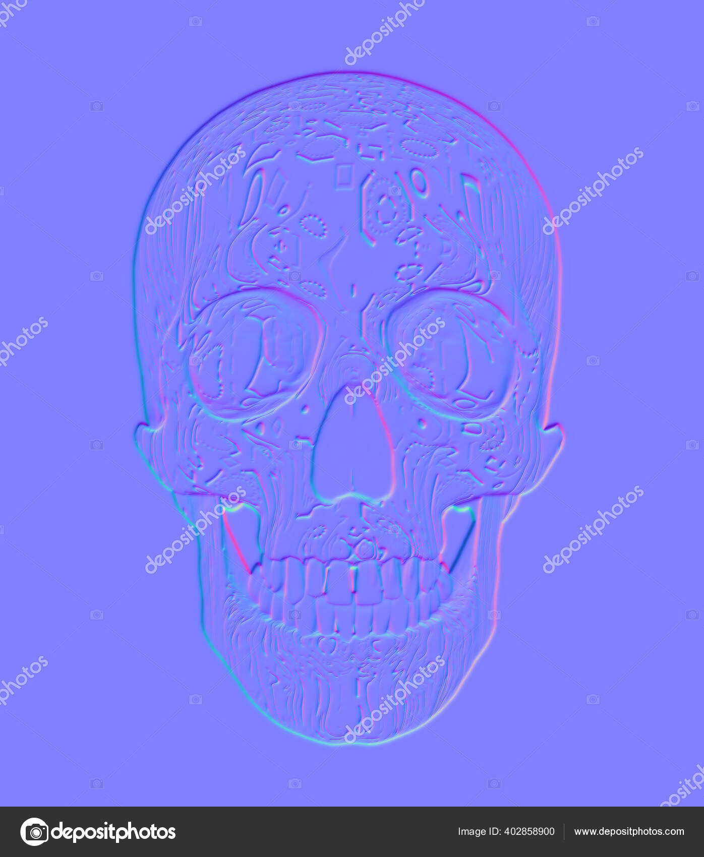 Normal Map Ornamented Skull Computer Generated Image Render Stock ...