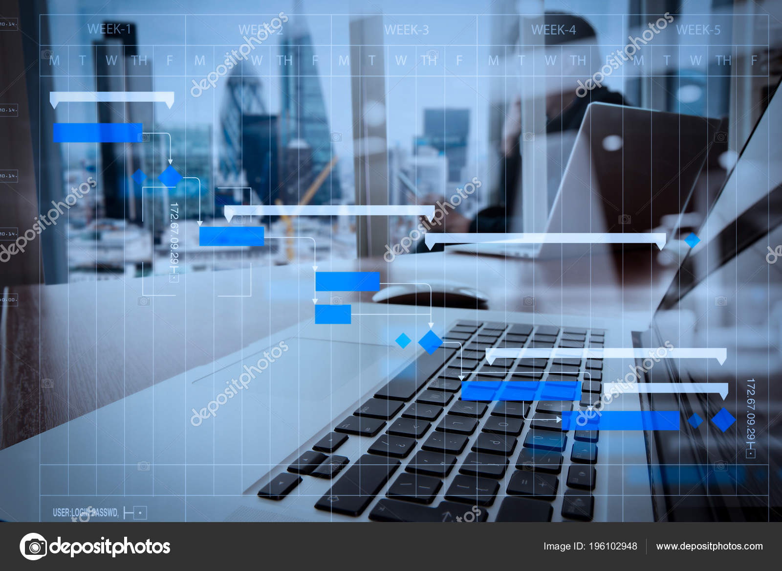 Project Manager Working Update Tasks Milestones Progress Planning Gantt ...