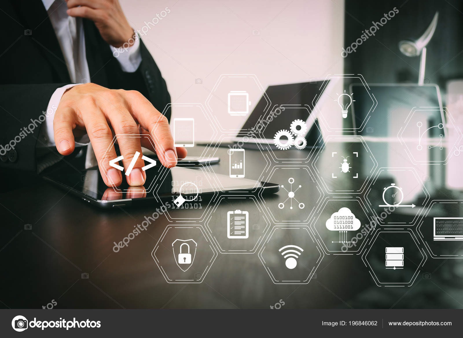 Coding Software Developer Work Augmented Reality Dashboard Computer ...