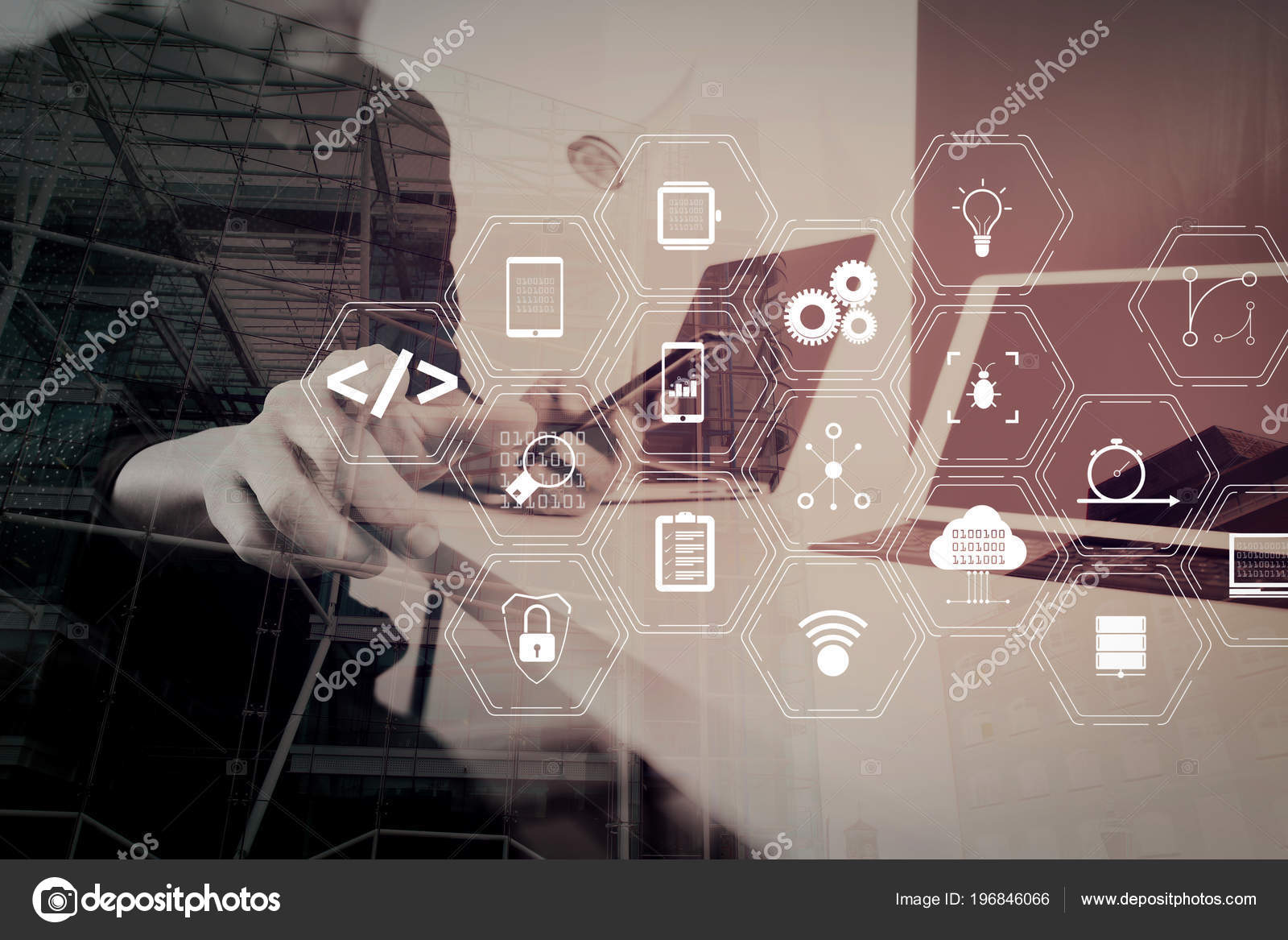 Coding Software Developer Work Augmented Reality Dashboard Computer Icons Scrum — Stock Photo ...