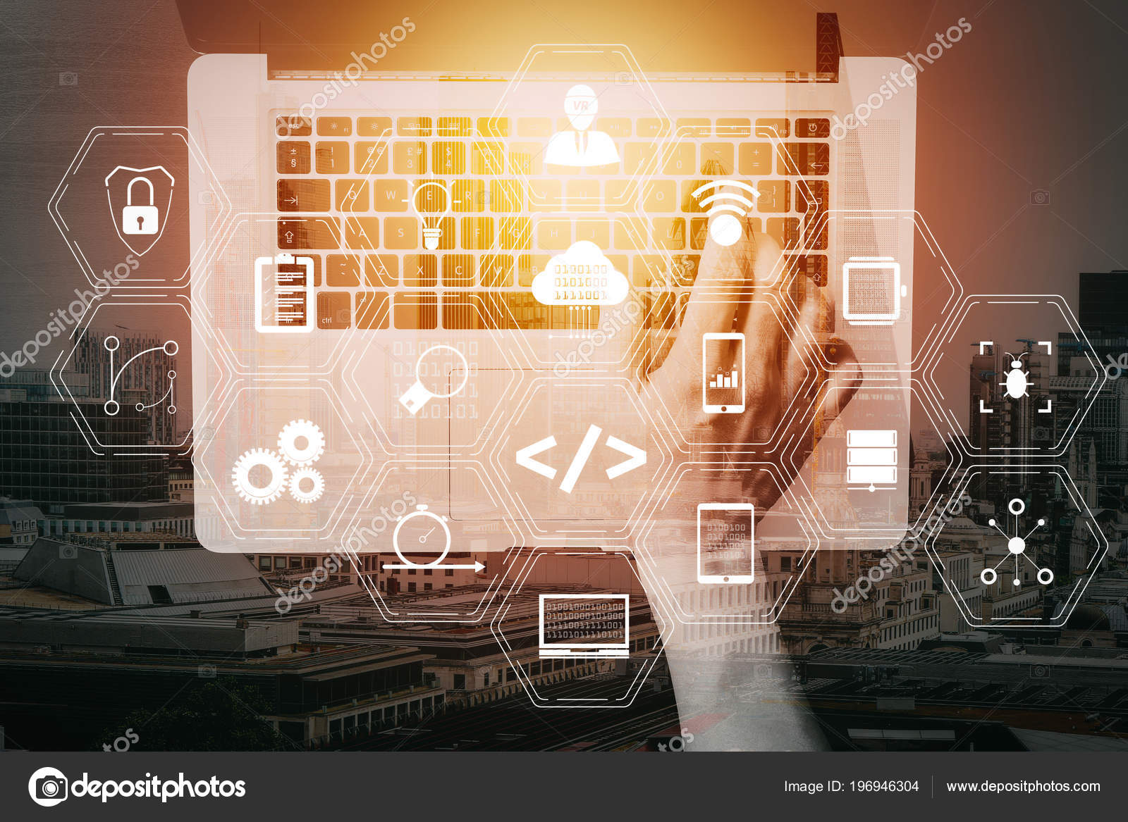 Coding Software Developer Work Augmented Reality Dashboard Computer ...
