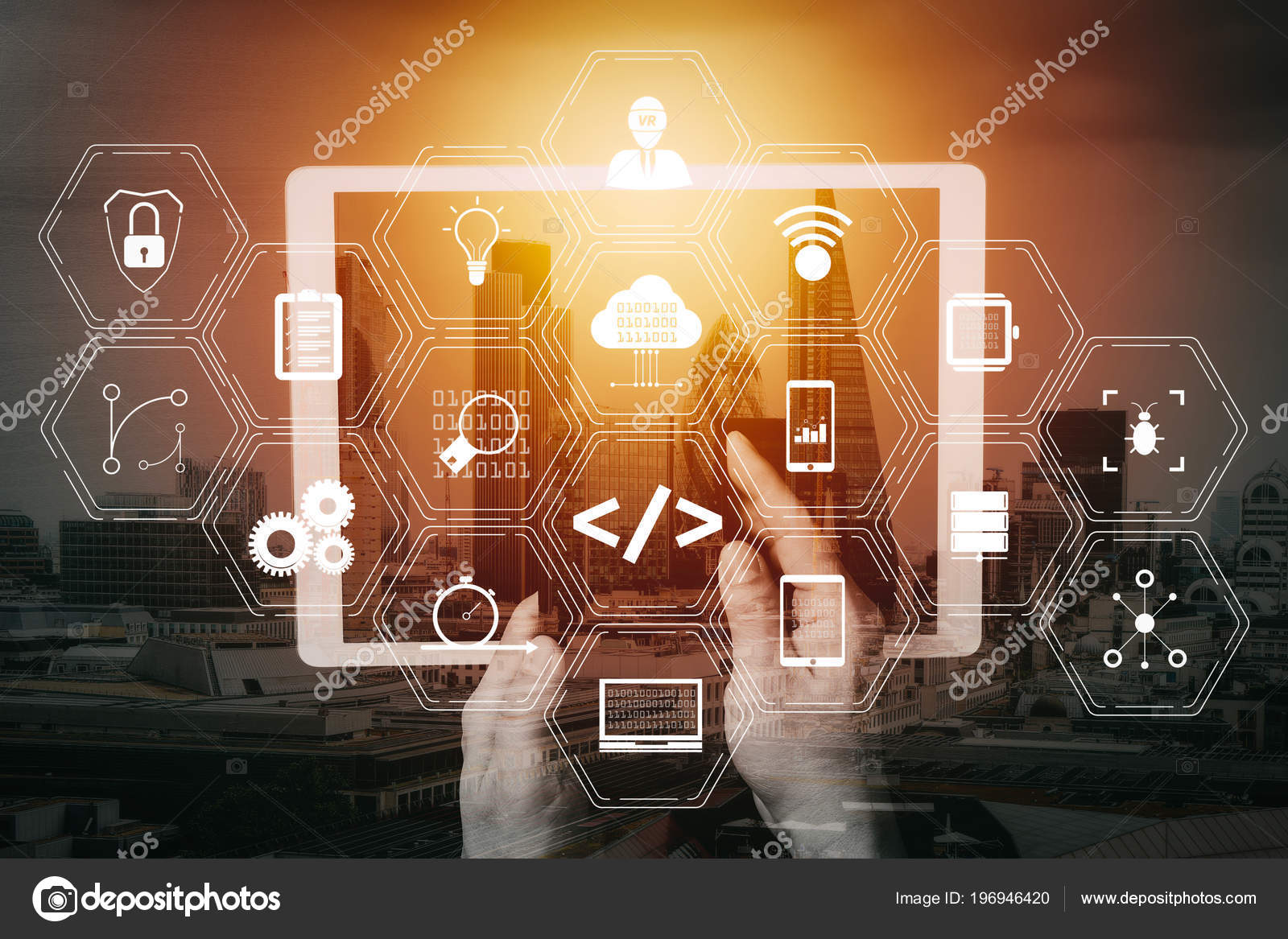 Coding Software Developer Work Augmented Reality Dashboard Computer
