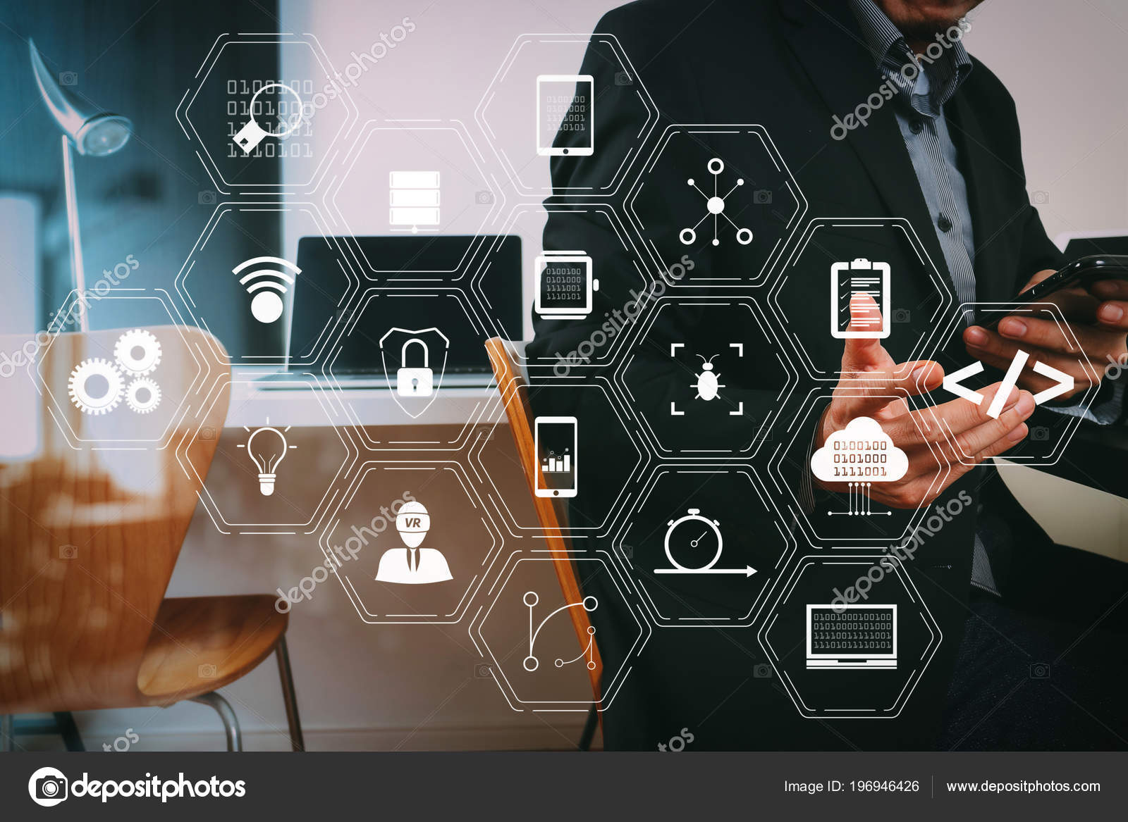 Coding Software Developer Work Augmented Reality Dashboard Computer ...
