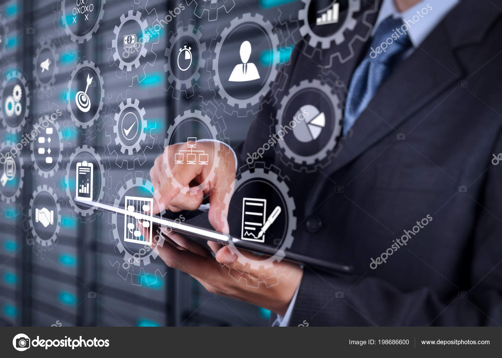 Virtual Screen Dashboard Project Management Icons Scheduling Budgeting ...
