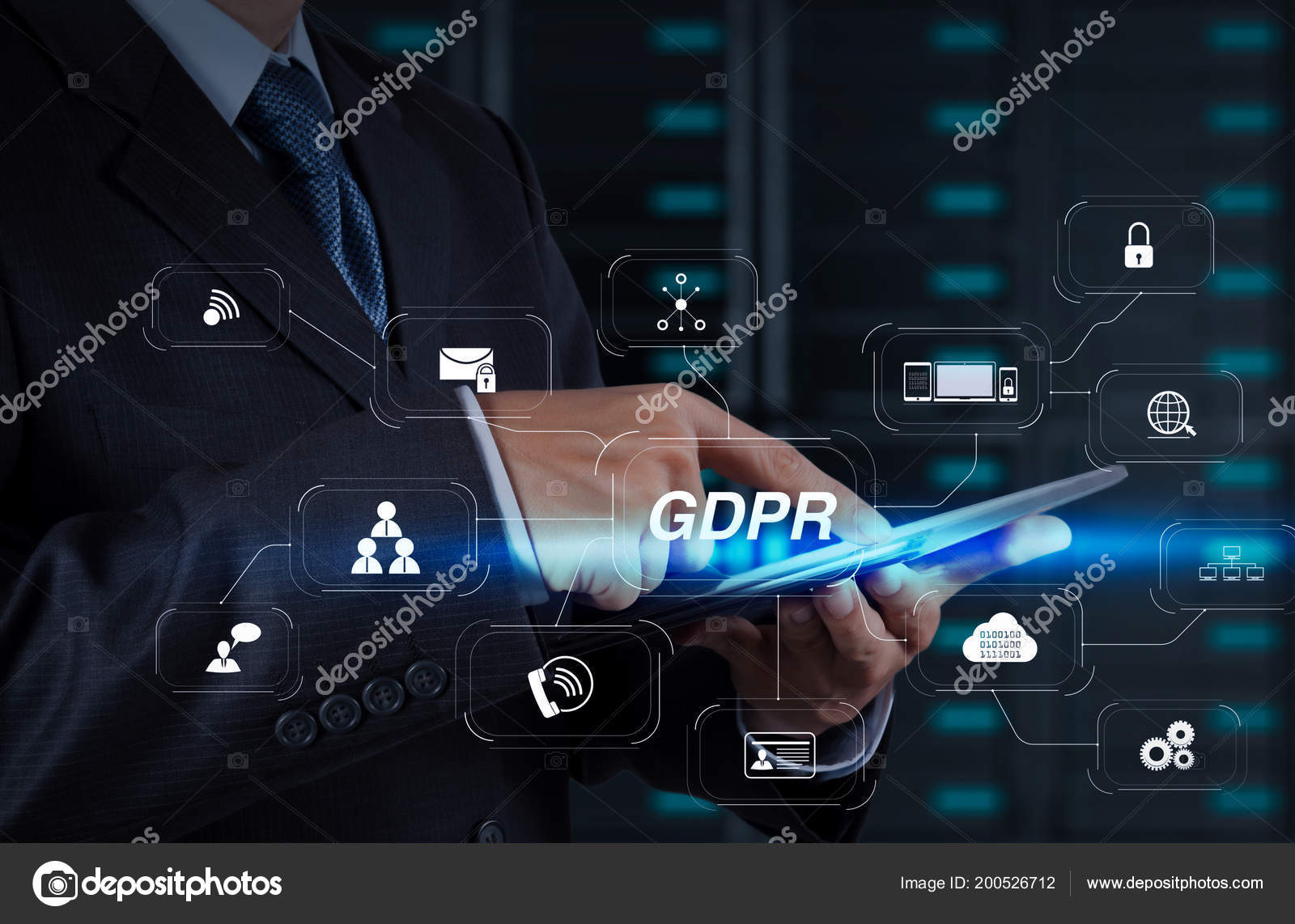 Gdpr Data Protection Regulation Cyber Security Privacy Virtual Diagram ...