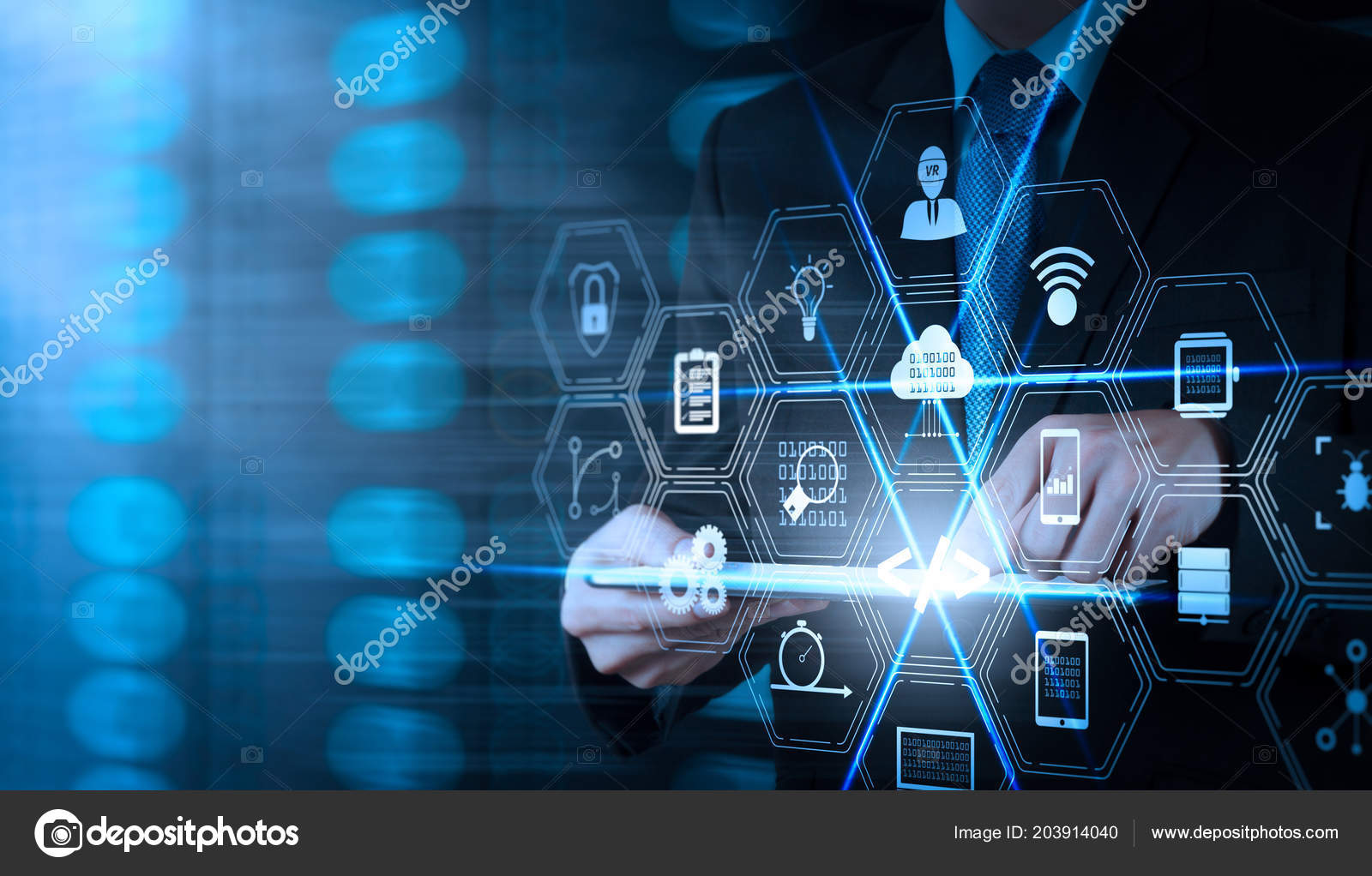 Coding Software Developer Work Augmented Reality Dashboard Computer ...