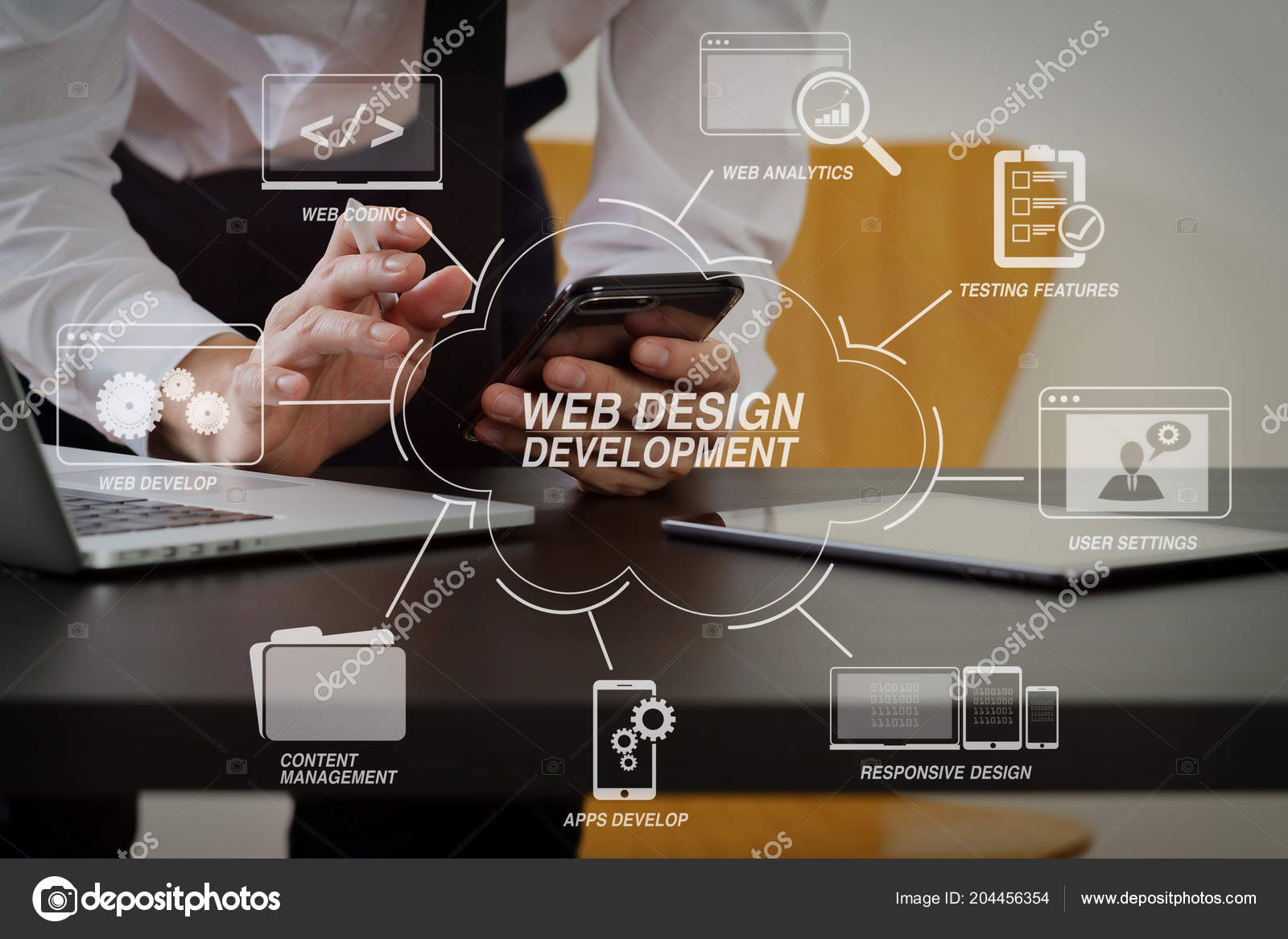 Developing Programming Coding Technologies Website Design Virtual Diagram Businessman Working ...