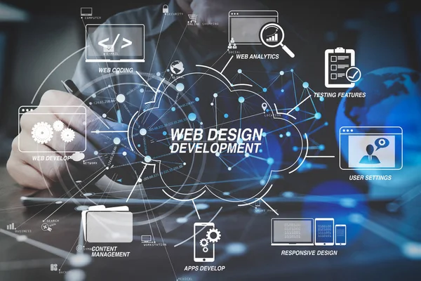 Developing Programming Coding Technologies Website Design Virtual Diagram Businessman Hand ⬇ ...