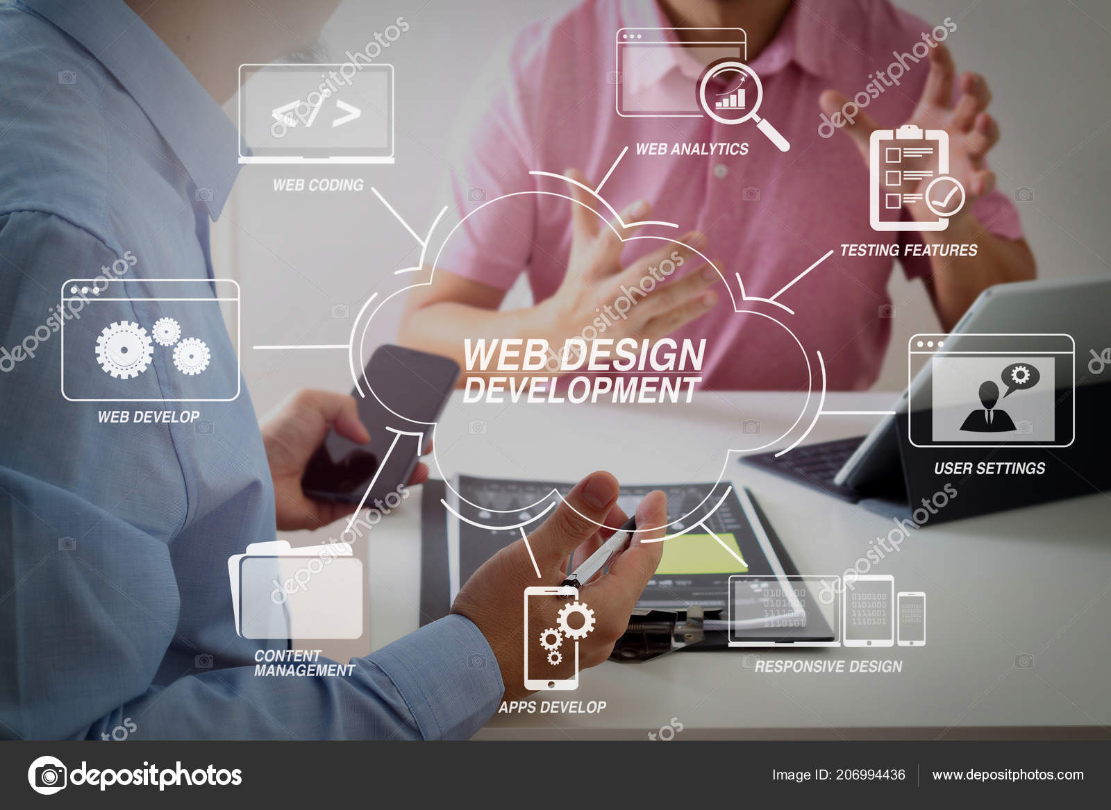 Developing Programming Coding Technologies Website Design Virtual Diagram Businessmen Working ...