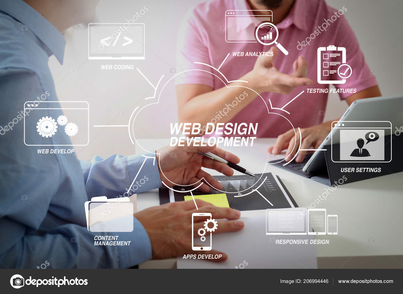 Developing Programming Coding Technologies Website Design Virtual Diagram Businessmen Working ...