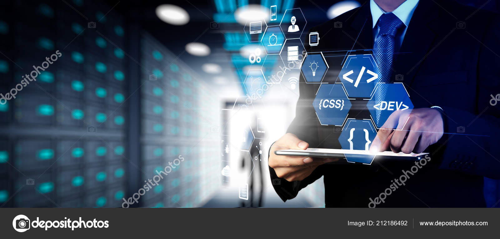 Coding Software Developer Work Augmented Reality Dashboard Computer ...