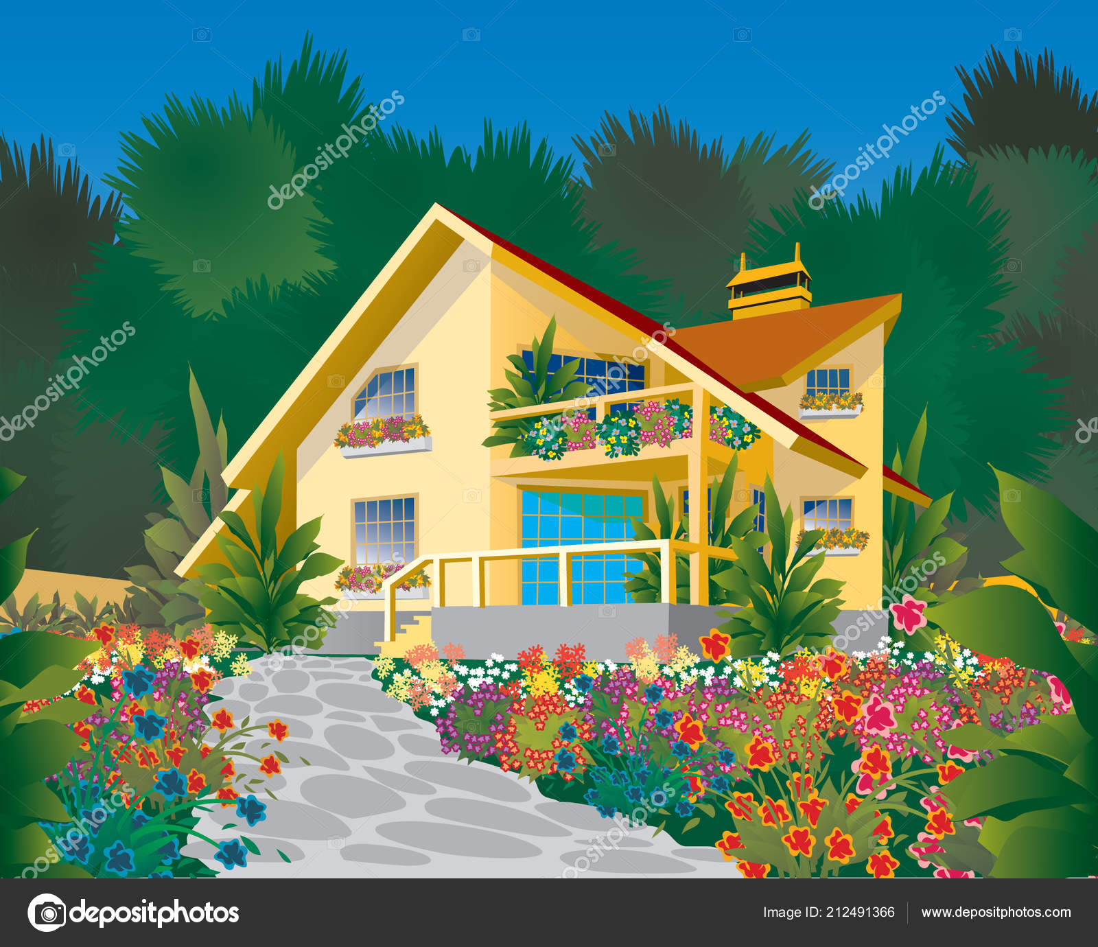 House Flower Garden Stock Vector by ©deepdrilling 212491366