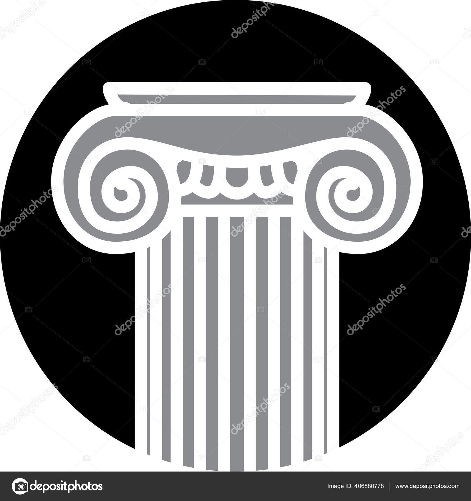 Logó Sablon Egy Ősi Templom Oszlopa Ősi Világ Építészete Vektorrajz ...