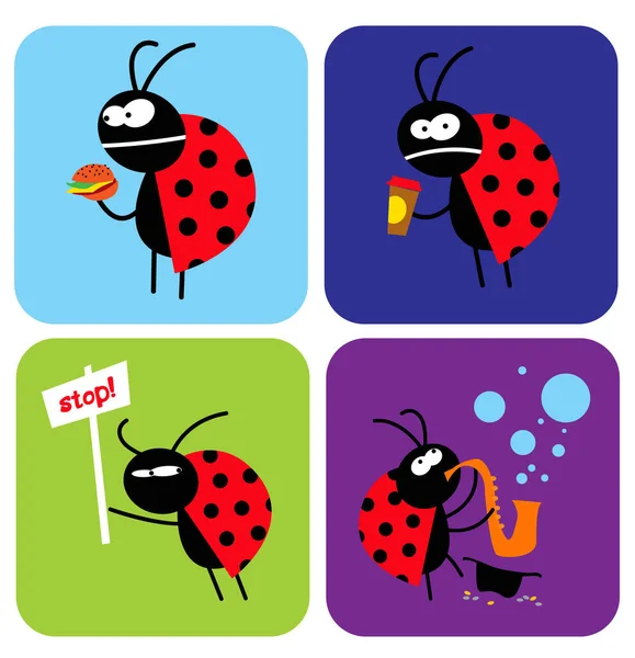 Social life of beetles. Comic characters of insects in different ...