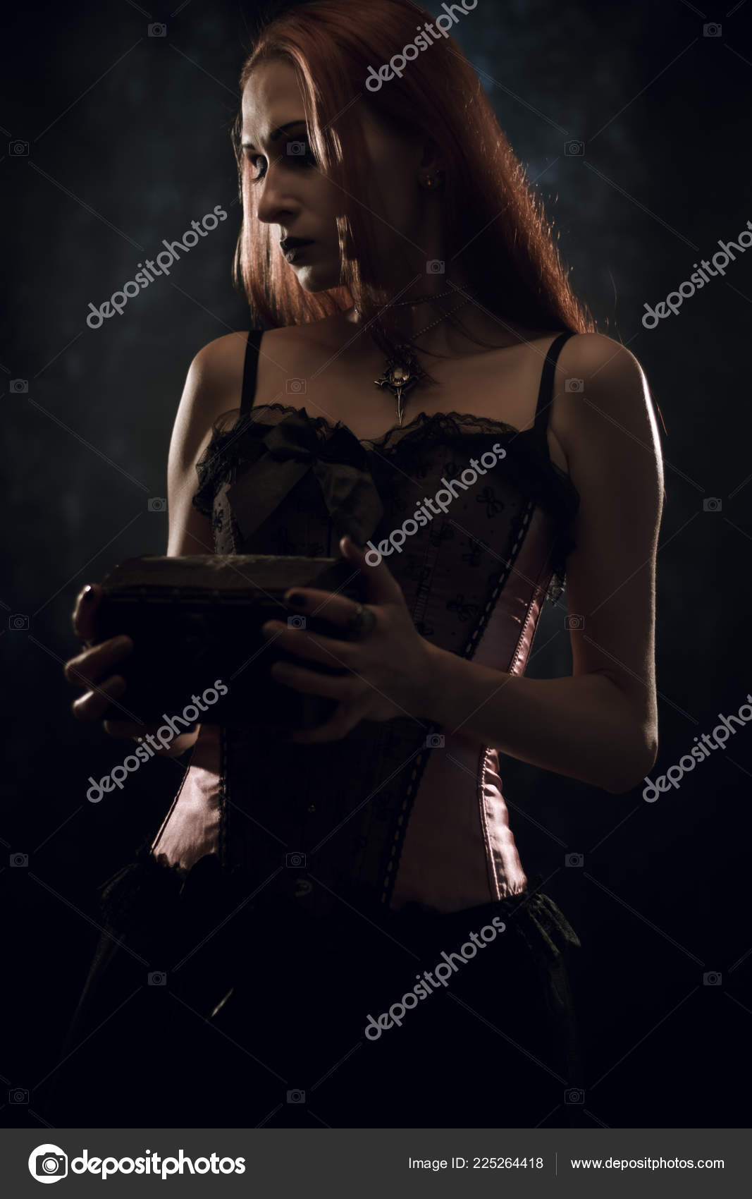 Sad Gothic Girl Posing Chest Dark Background Stock Photo by ©IgorFaun ...