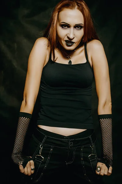 Beautiful Gothic Girl Posing Dark Background Stock Photo by ©IgorFaun ...