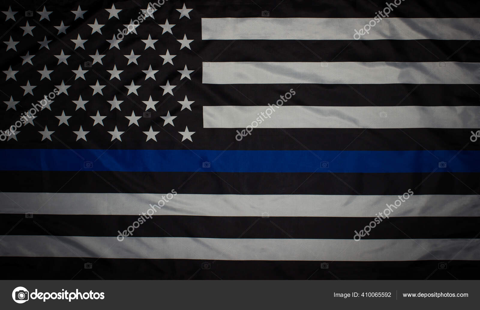 Thin Blue Line Wavy American Flag Support Police Law Enforcement ...