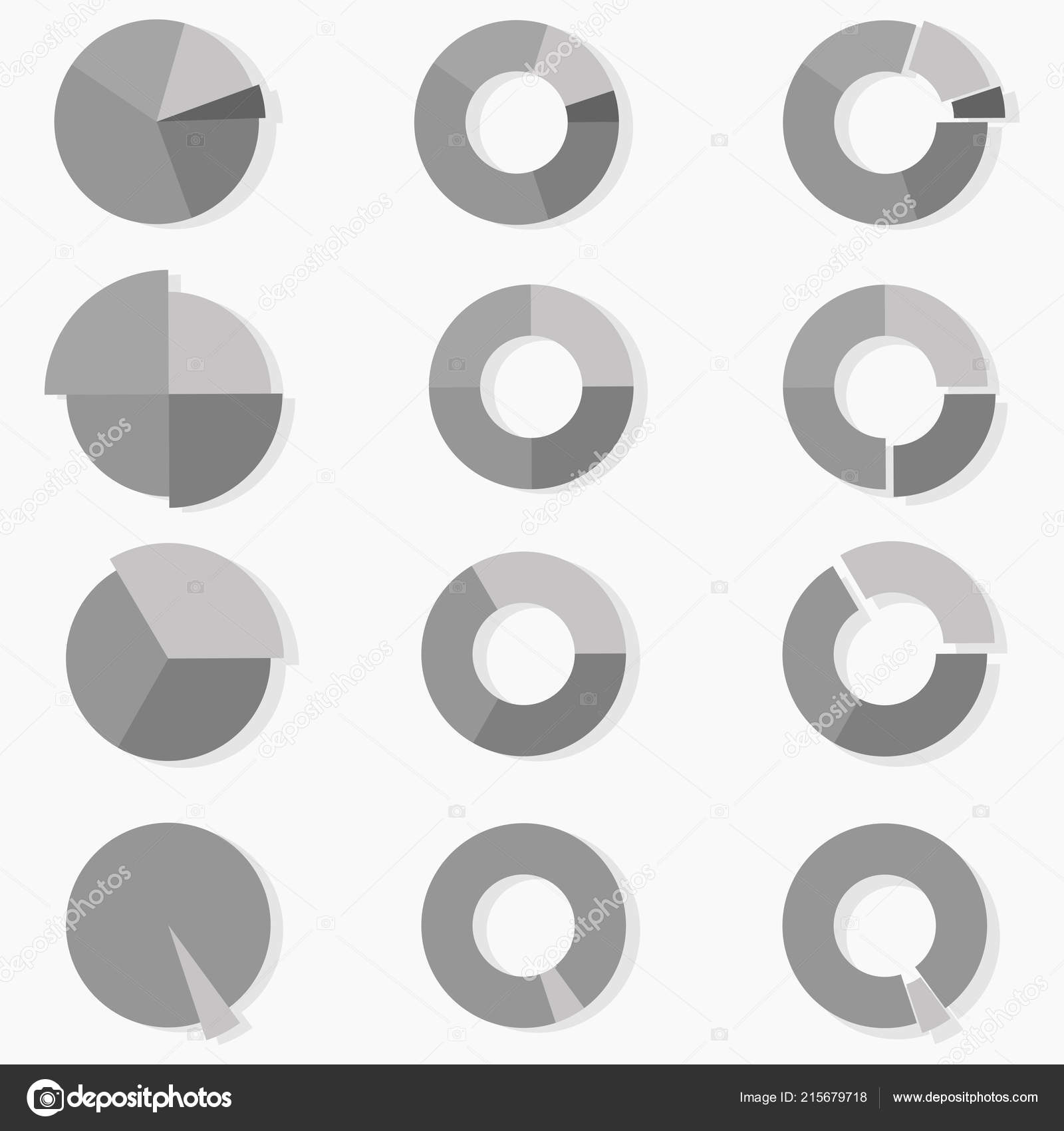 Image vectorielle Ensemble Diagrammes Ronds Niveaux Gris Infographies ...