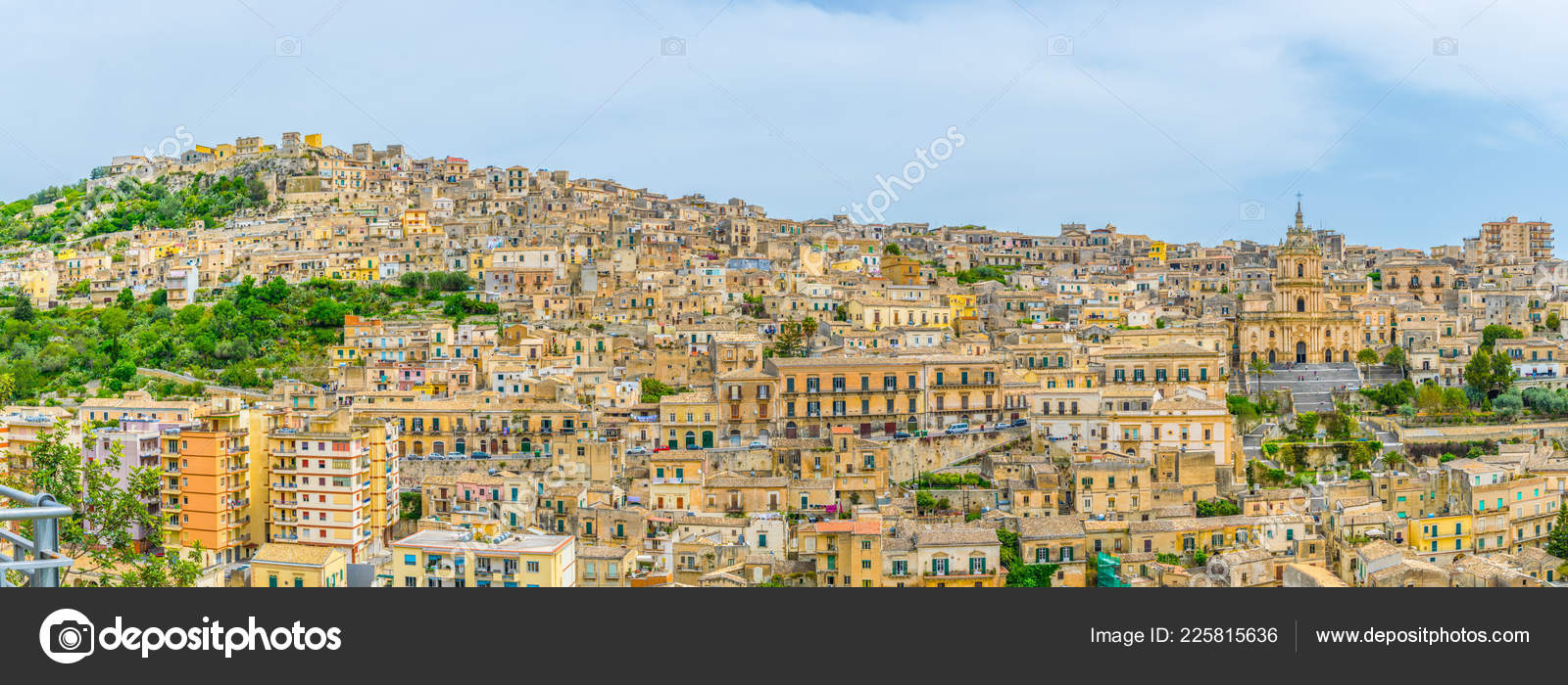 Aerial View Modica Overlooking Cathedral Saint George Sicily Ital Stock ...