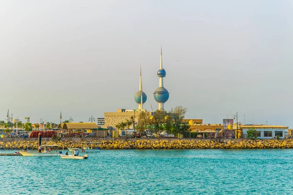 View of the Kuwait Towers - the best known landmark of Kuwait City ...