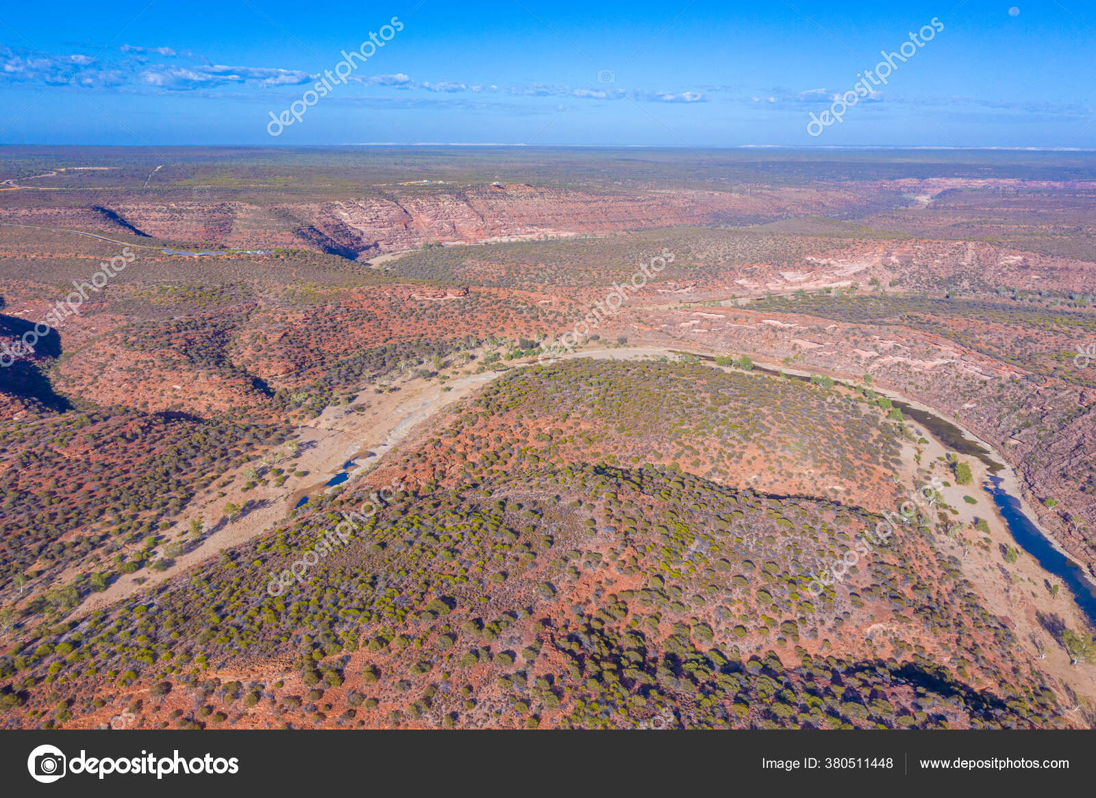 Aerial View Murchison River Reaching Loop Kalbarri National Park ...