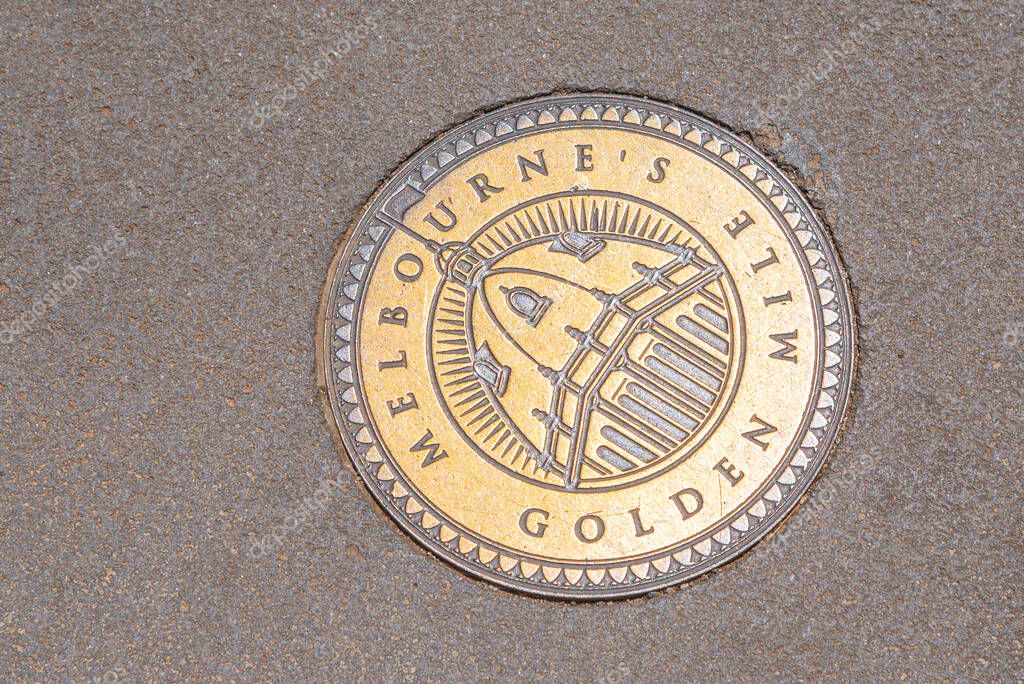 MELBOURNE, AUSTRALIA, 1 DE ENERO DE 2020: Símbolo de la Milla de Oro de ...