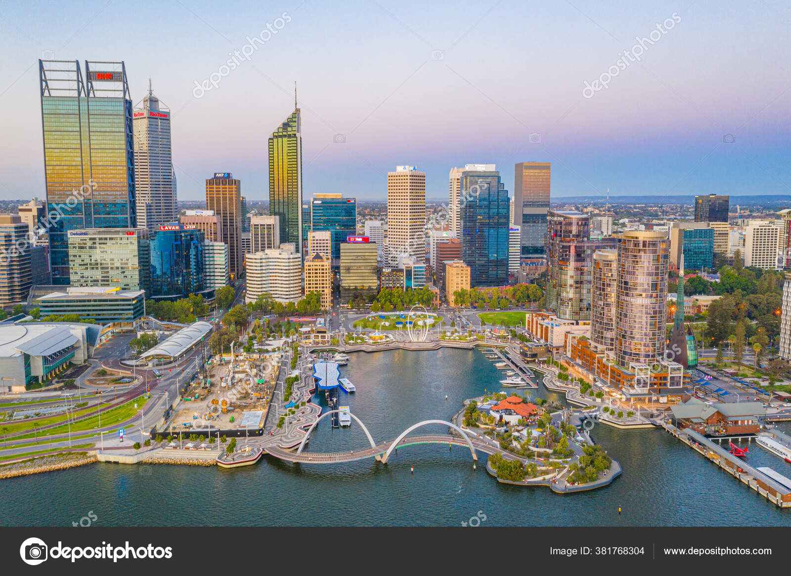 Perth Australia January 2020 Sunset View Skyline Elizabeth Quay Perth ...