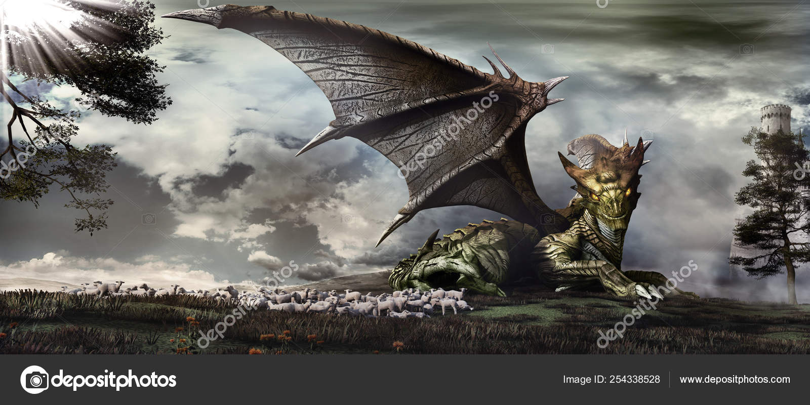 Dragon and a sheeps Stock Photo by ©mppriv 254338528