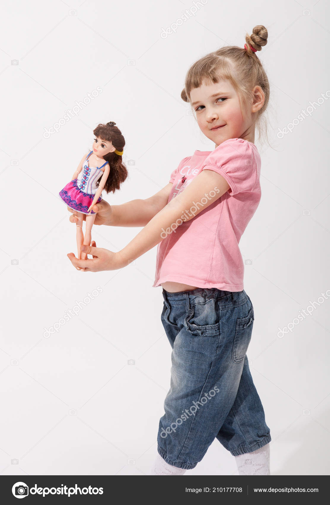 Smiling Little Girl Holding Doll Studio Stock Photo by ©smallblackcat ... Smiling Little Girl Holding Doll Studio Stock Photo by ©smallblackcat ...