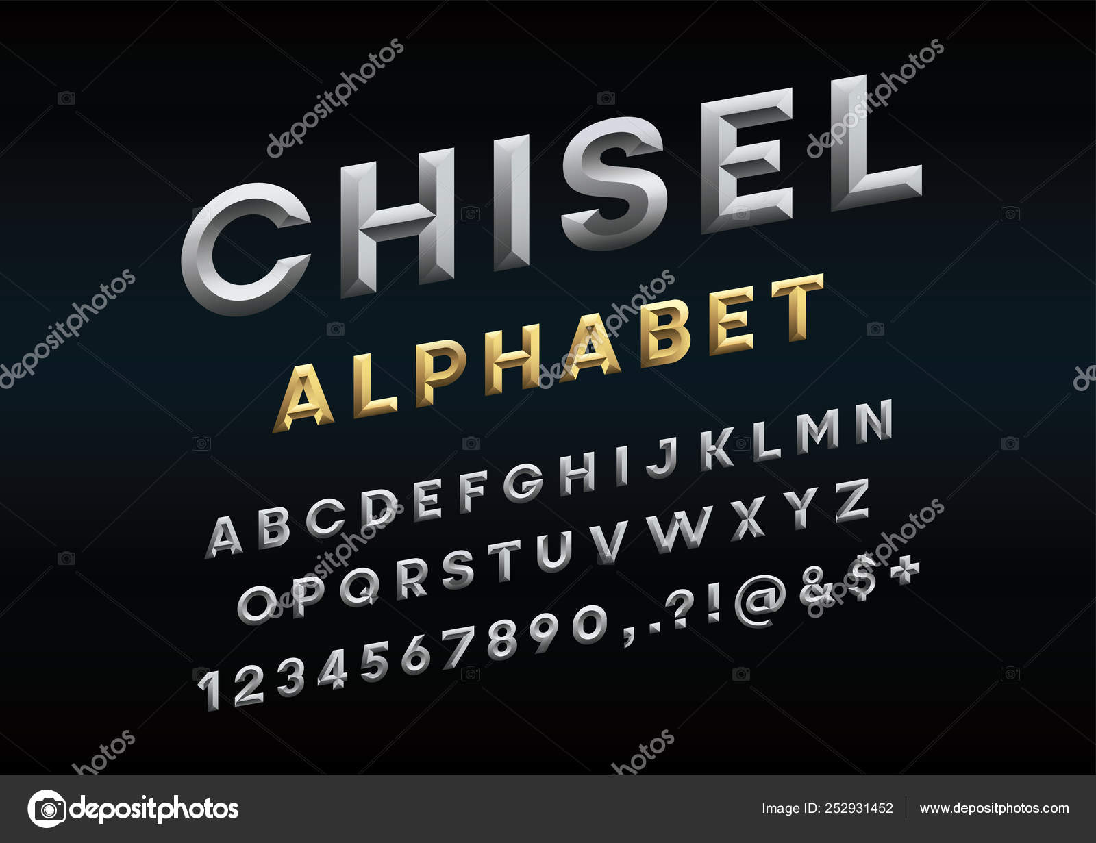 Chisel Alphabet Vector Font Stock Vector Image by ©FotoGraphik #252931452