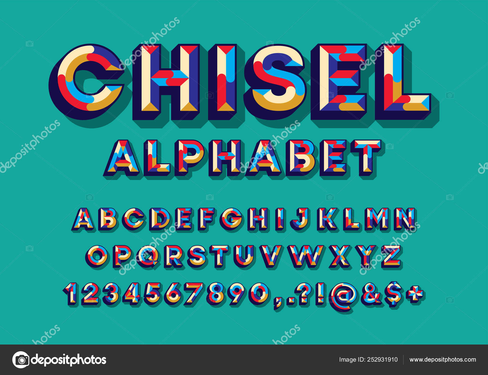 Chisel Alphabet Vector Font Stock Vector by ©FotoGraphik 252931910