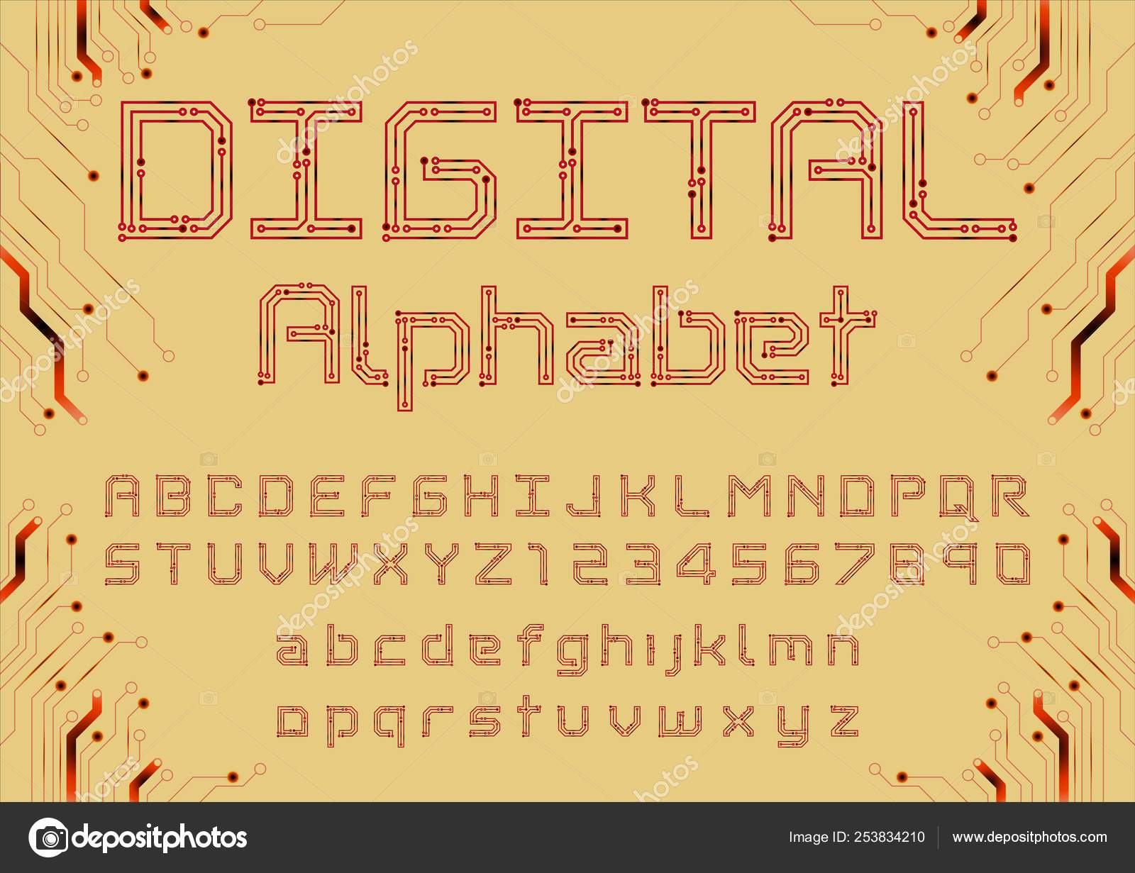 Vector Circuit Board Font Alphabet Stock Vector by ©FotoGraphik 253834210