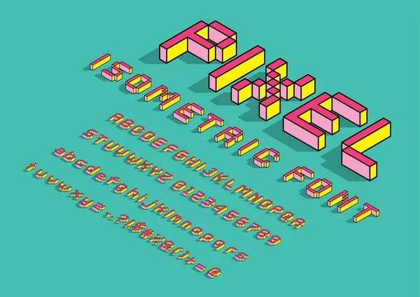 Isometric Pixel Font Uppercase Lowercase Numbers Symbol Stock Vector ...