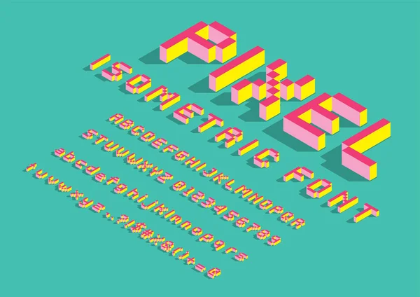 Isometric Pixel Font Uppercase Lowercase Numbers Symbol Stock Vector ...