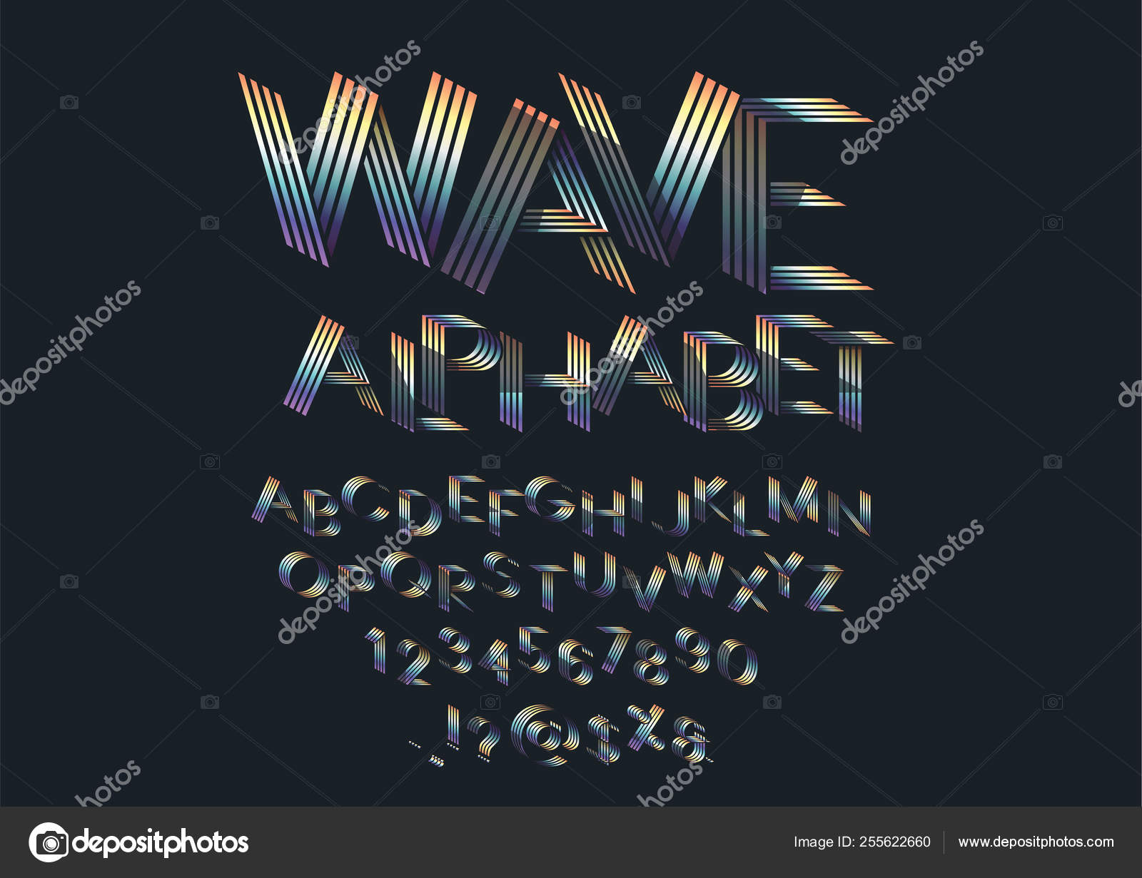 Wave Vector Font Alphabet Numbers Symbol Stock Vector by ©FotoGraphik ...