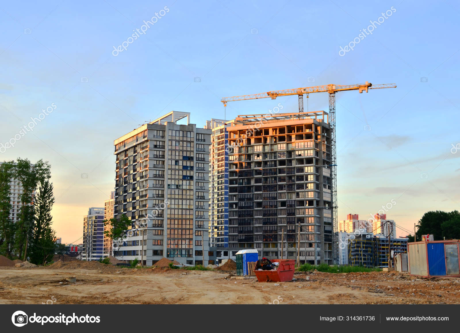 Jib Construction Tower Crane New Residential Buildings Construction ...