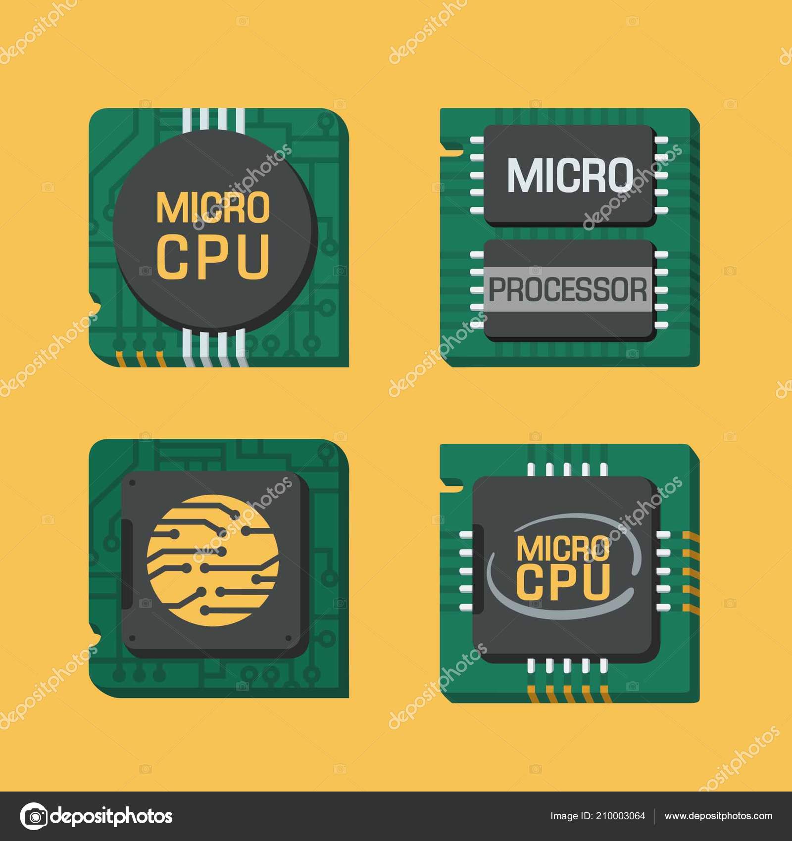 Vector Set Icon Computer Chip Processor Chips Different Shapes Inscription — Stock Photo ...
