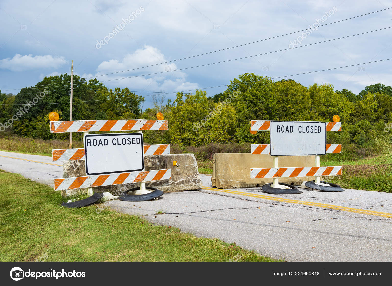 Horizontal Shot Two Beaten Road Closed Signs ⬇ Stock Photo, Image by ...