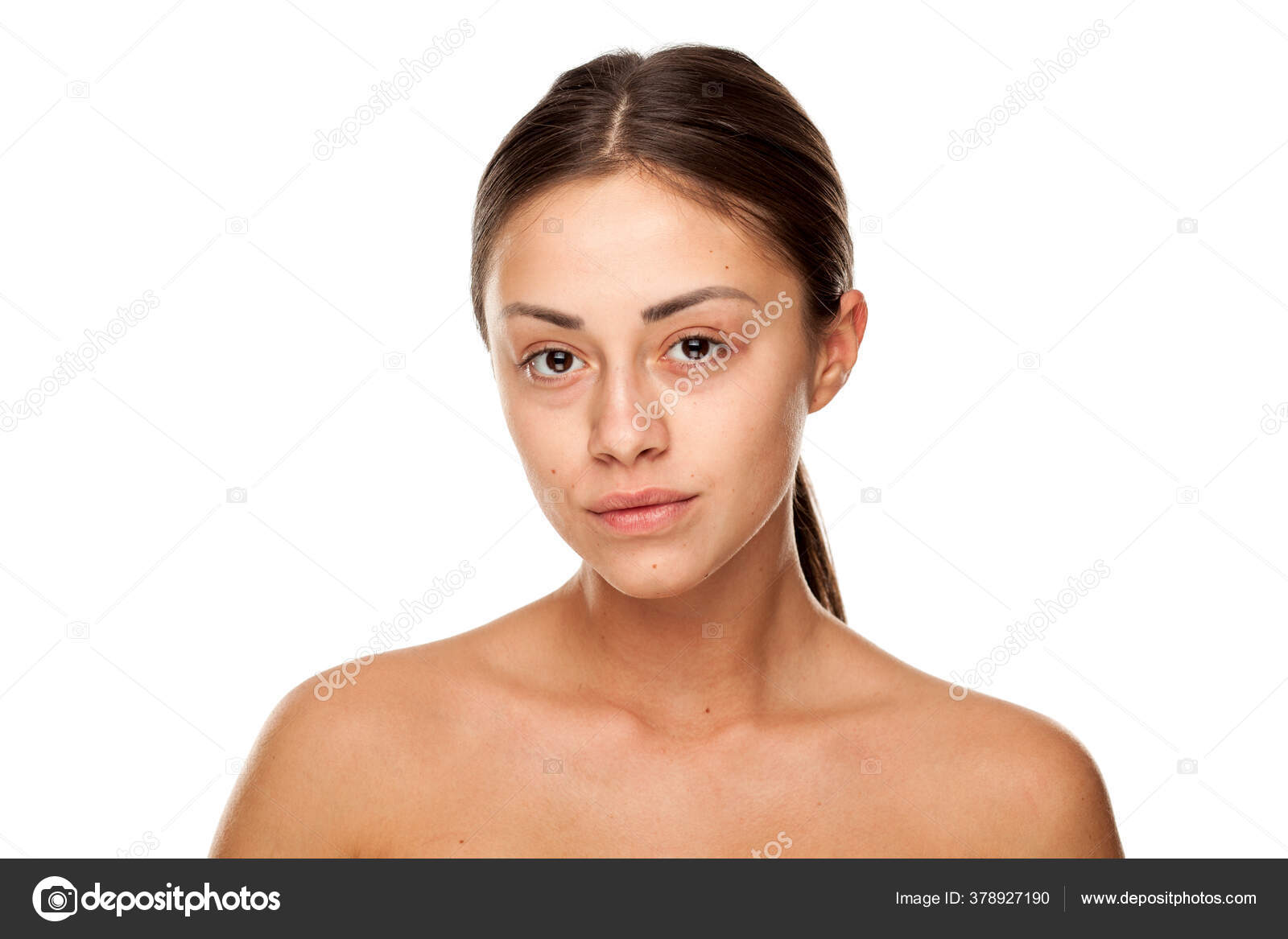 Portrait Young Beautiful Woman Makeup White Background — Stock Photo ...