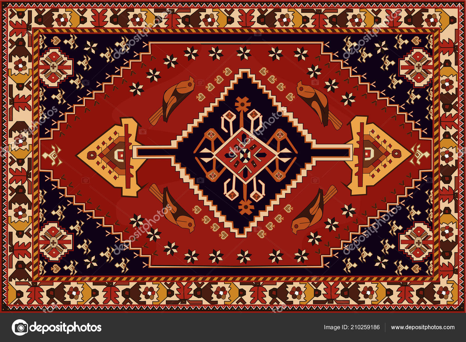 Persian Carpet Tribal Vector Texture Easy Edit Changing Colors Swatches ...