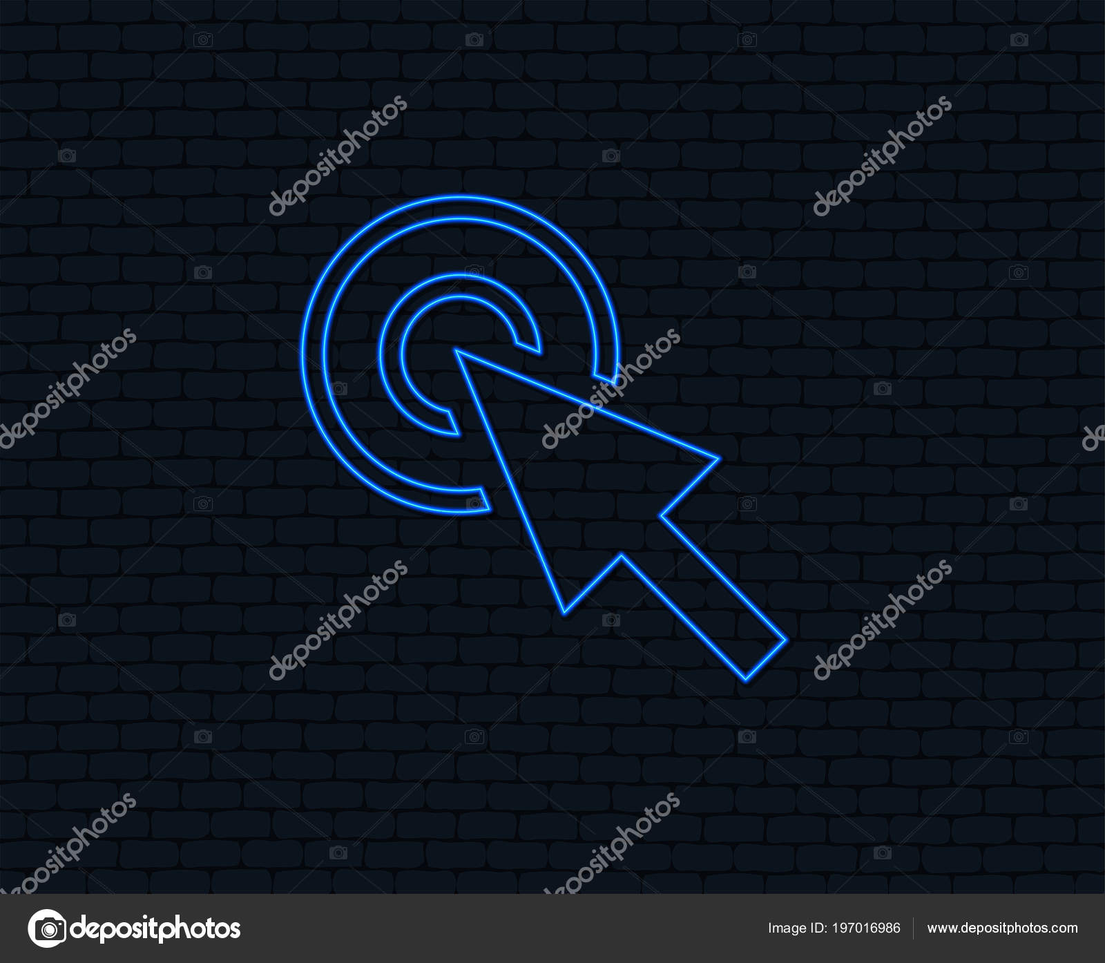 Neon Light Mouse Cursor Sign Icon Pointer Symbol Glowing Graphic Stock ...