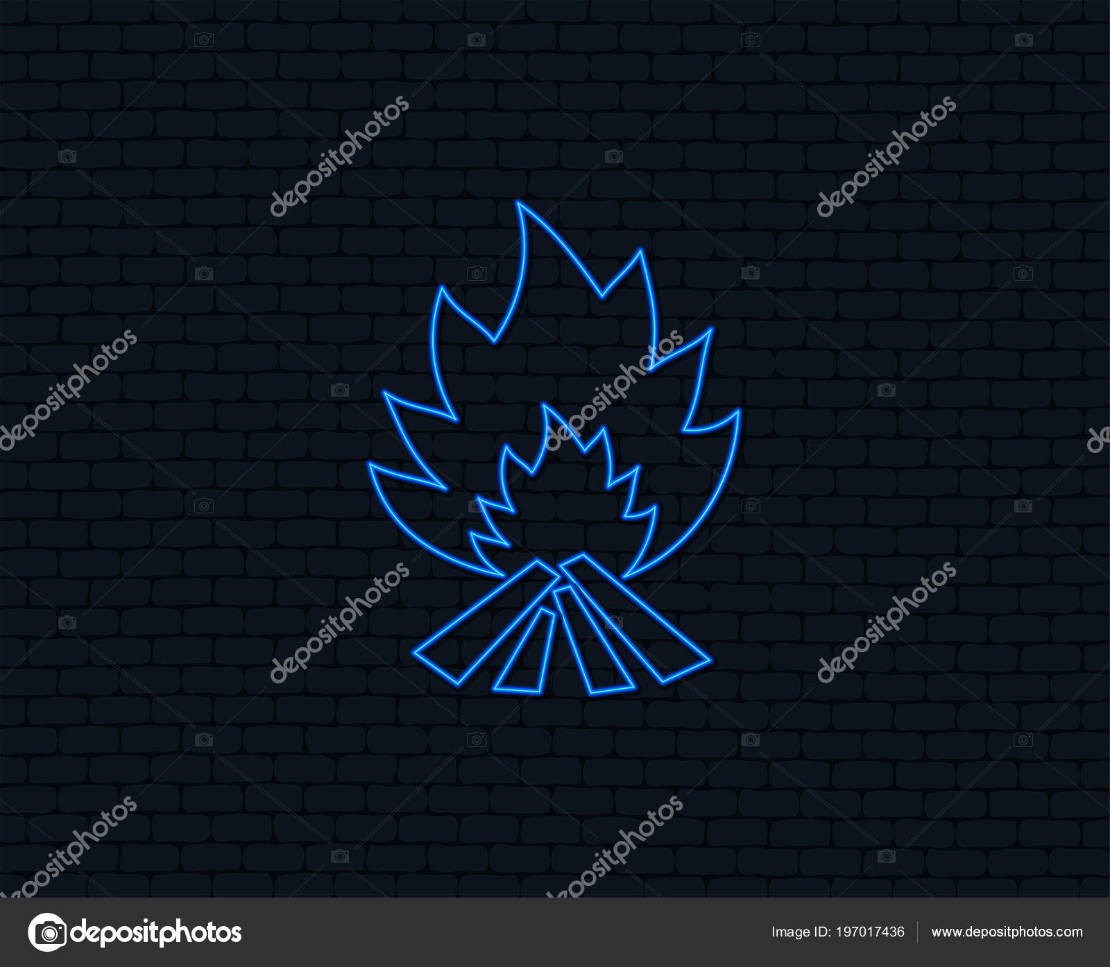 Neon Light Fire Flame Sign Icon Heat Symbol Stop Fire Stock Vector ...