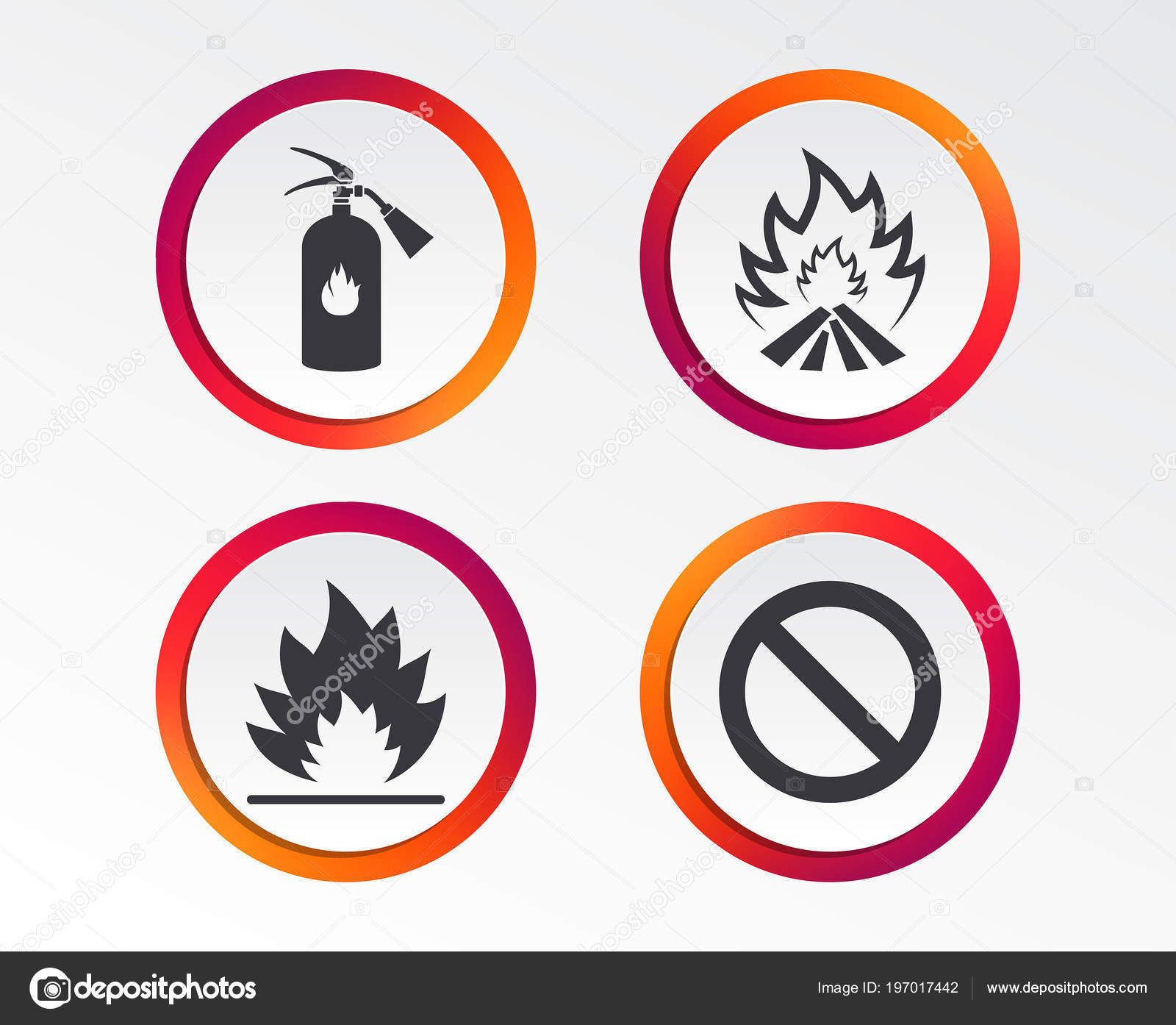 Image vectorielle Icônes Flamme Feu Signe D'extincteur Interdiction ...