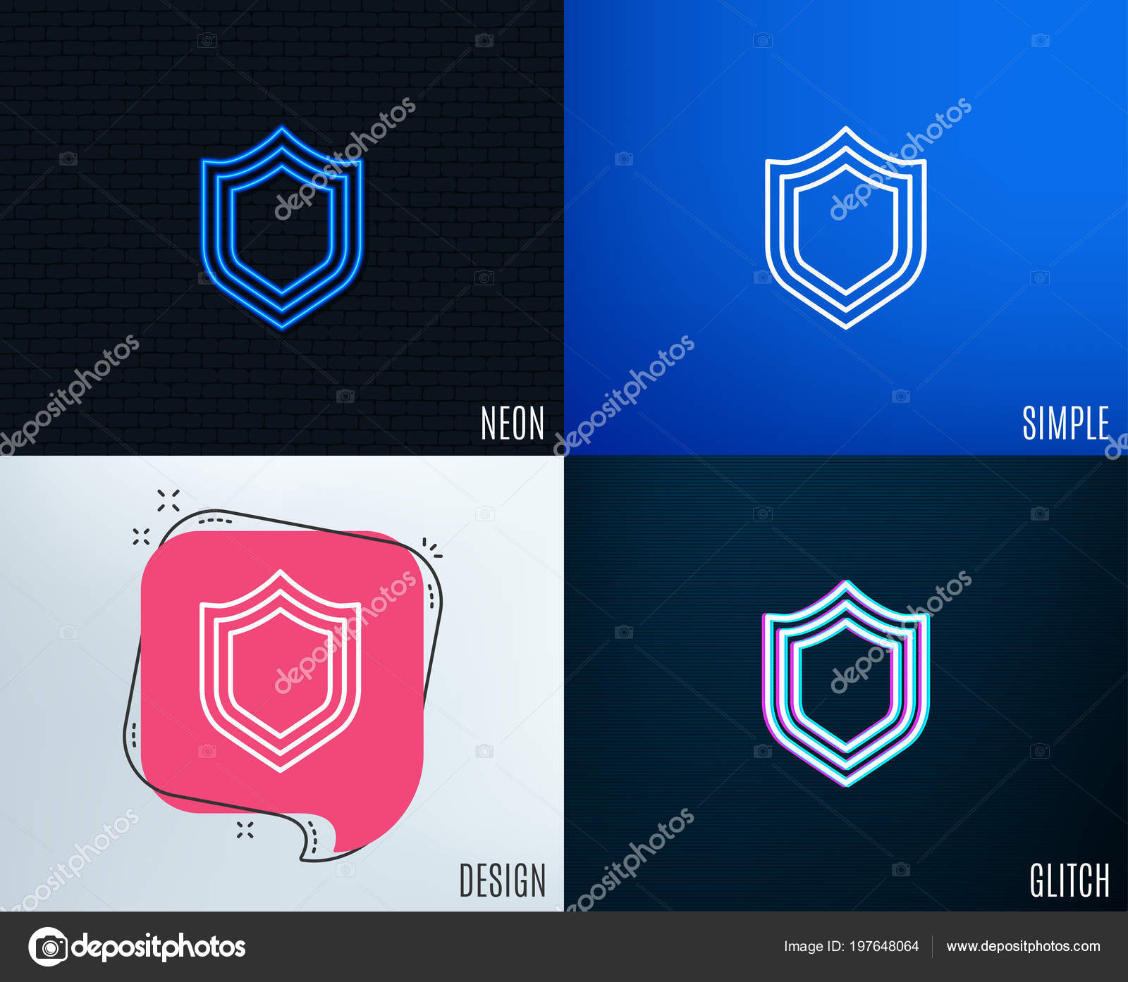 Conjunto Iconos Línea Escudo Diferentes Estilos Stock Vector by ...