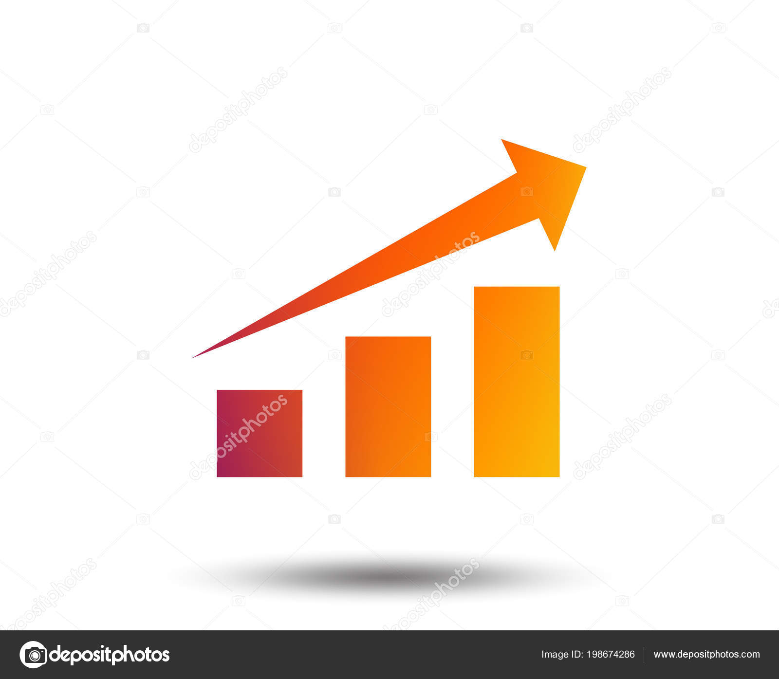 Chart Arrow Sign Icon Success Diagram Symbol Statistics Blurred ...
