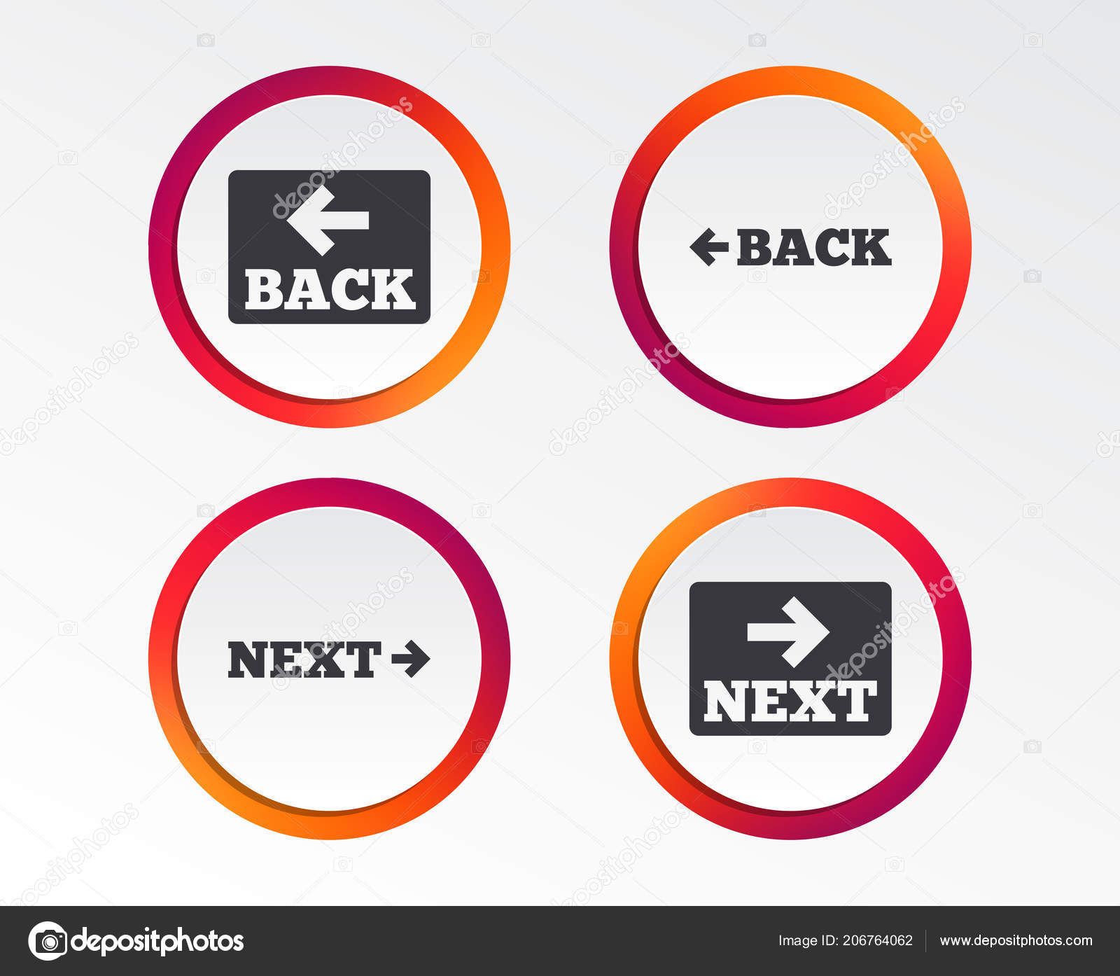 Back Next Navigation Signs Arrow Direction Icons Infographic Design ...