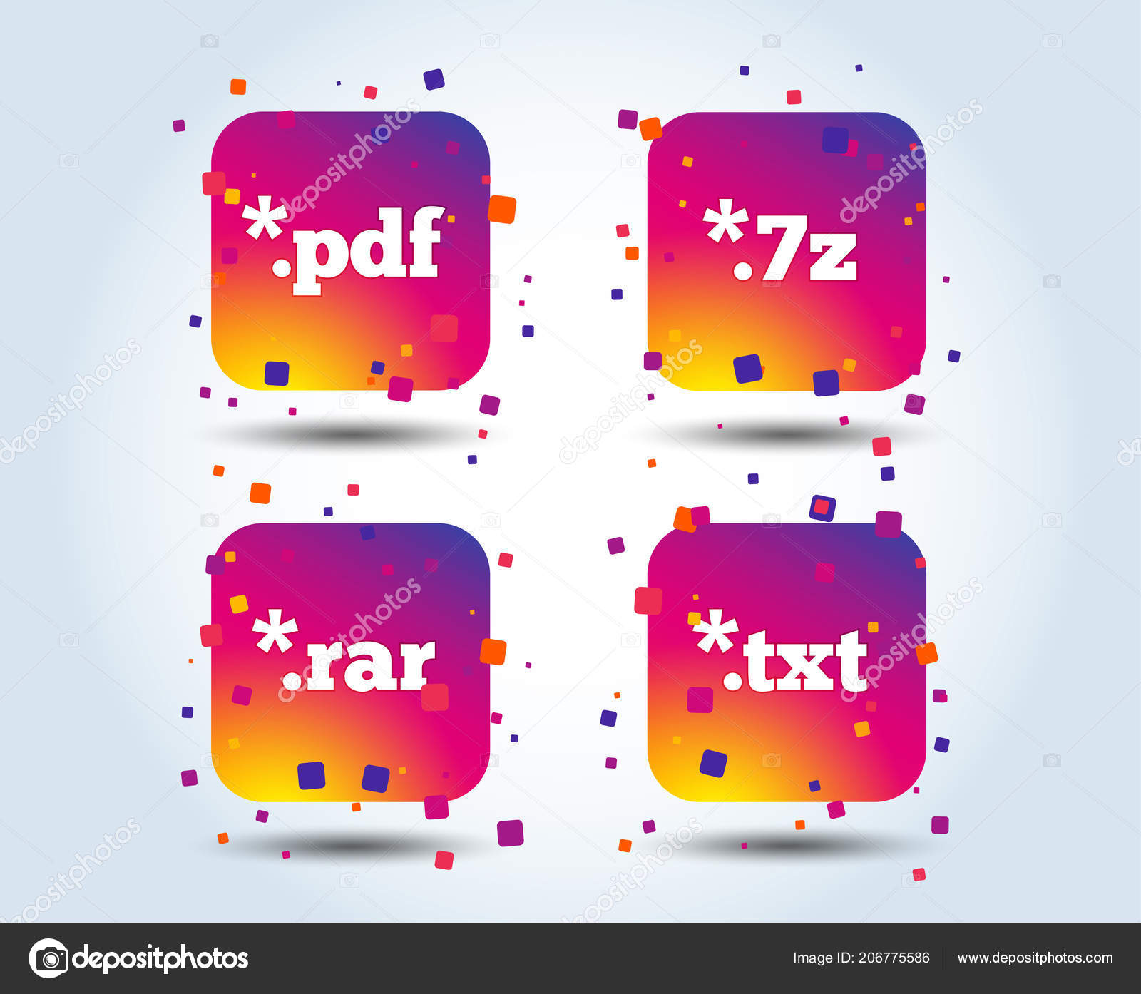 Document Icons File Extensions Symbols Pdf Rar Txt Signs Colour Stock ...