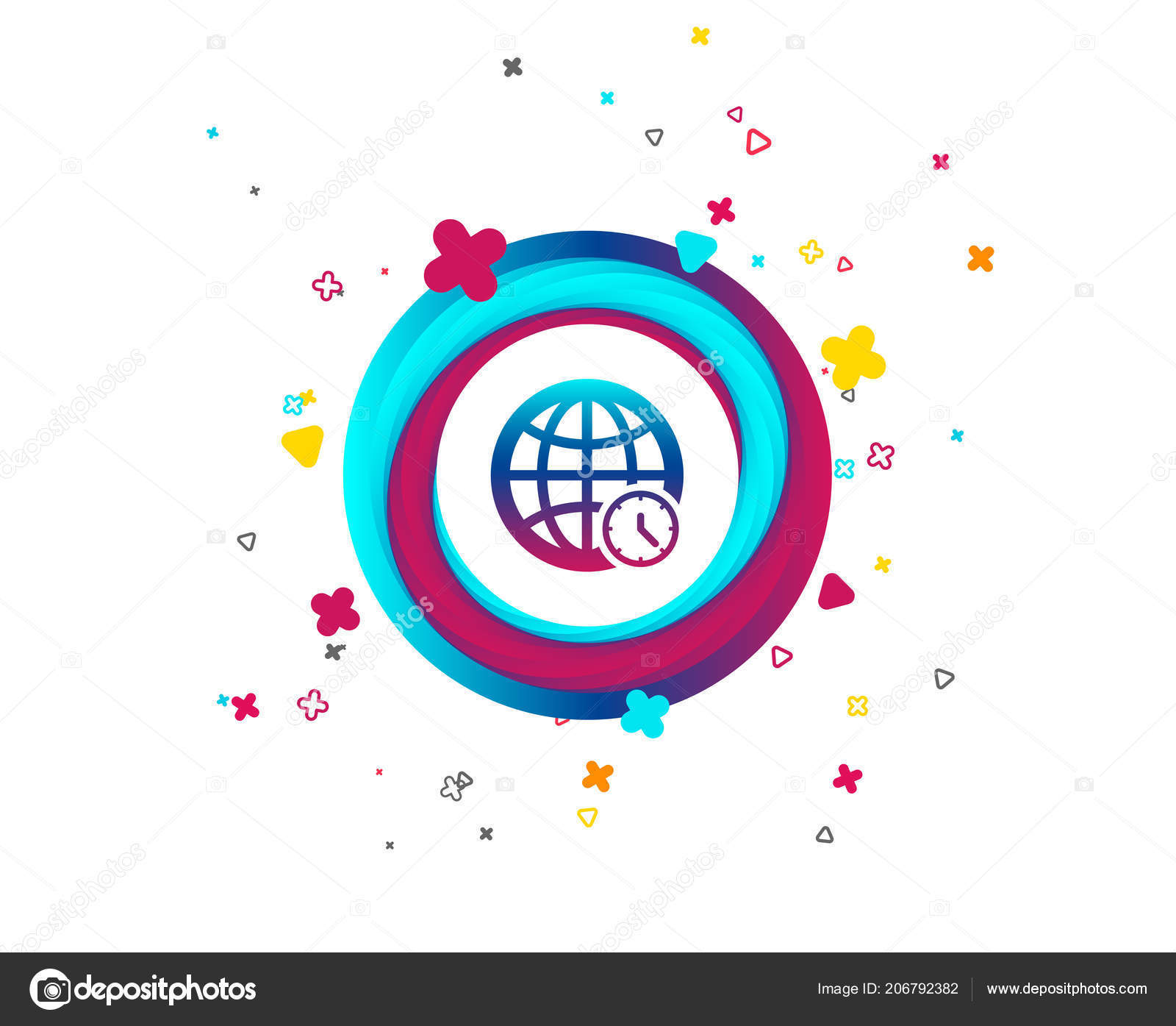 World Time Sign Icon Universal Time Globe Symbol Colorful Button Stock ...